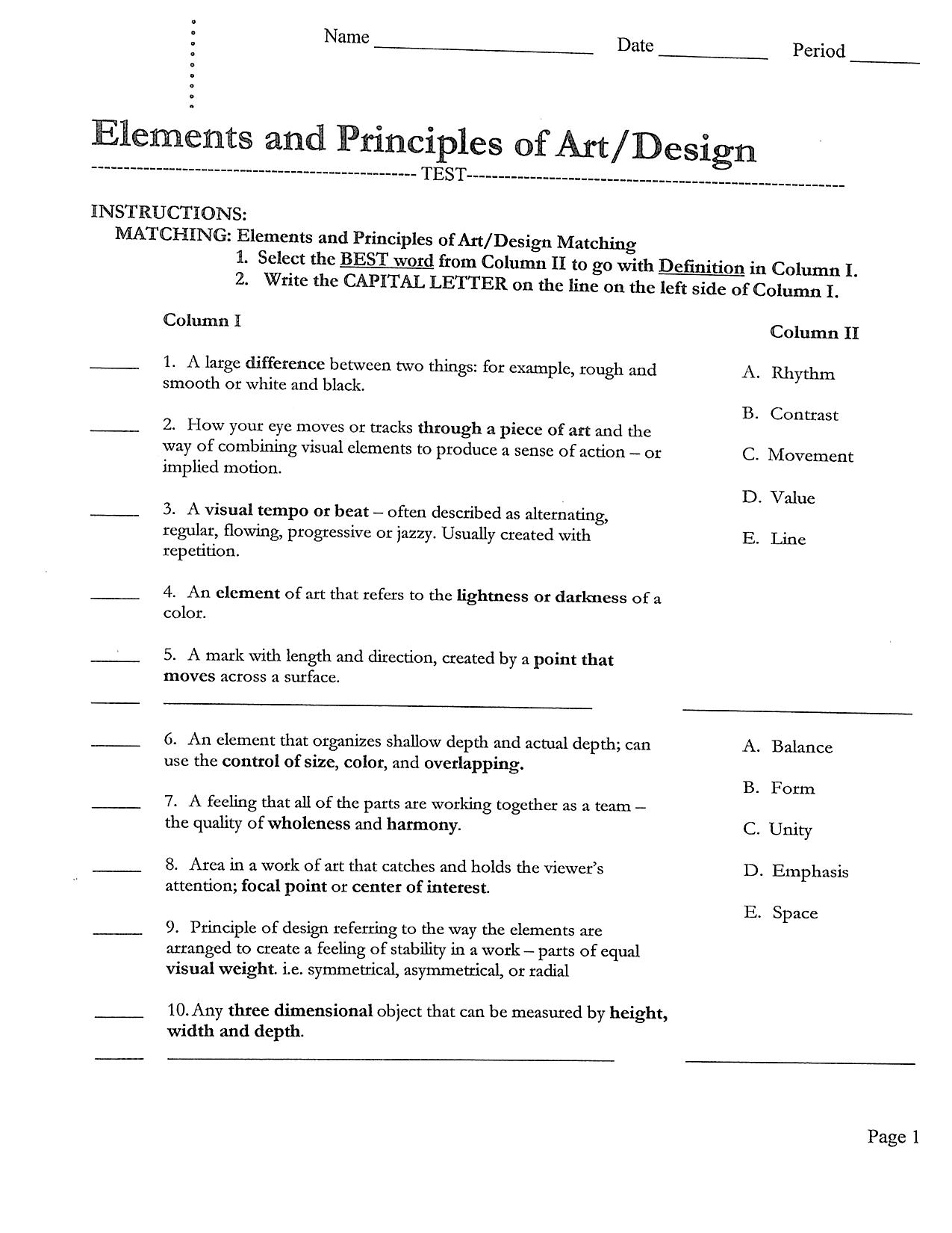 Skyline High School Graphic Design 1: Elements/ Principles