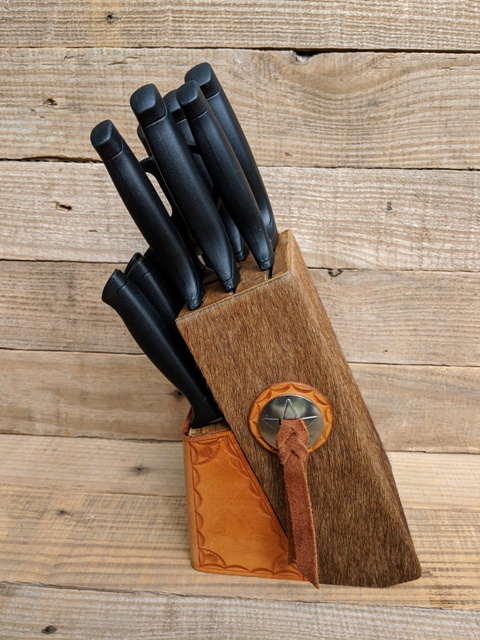 Leather Covered Knife Block