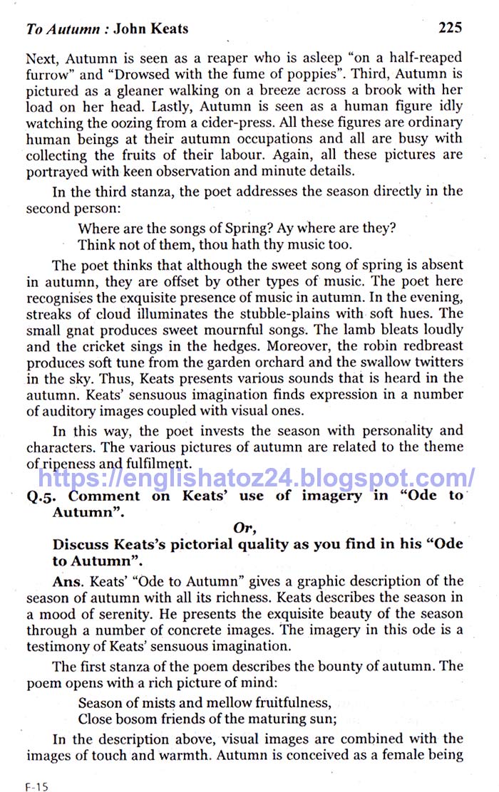Board Questions with Answers (To Autumn – John Keats) - English Grammar ...