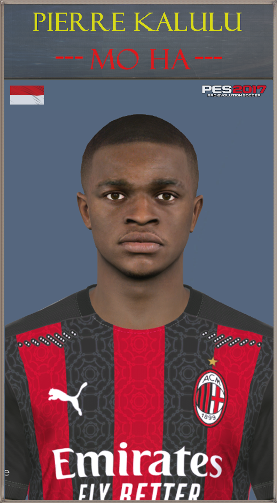 Faces by Mo Ha: Pes 2017 Pierre Kalulu (AC Milan)