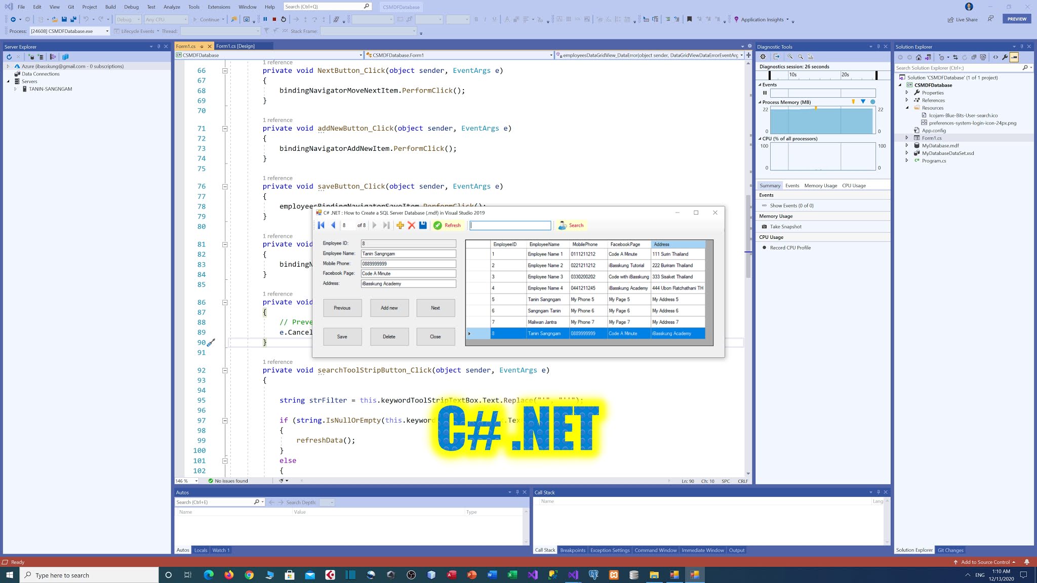 C The Easy Way Search Data In Sql Server Database File Mdf Using Bindingsource Filter 6800