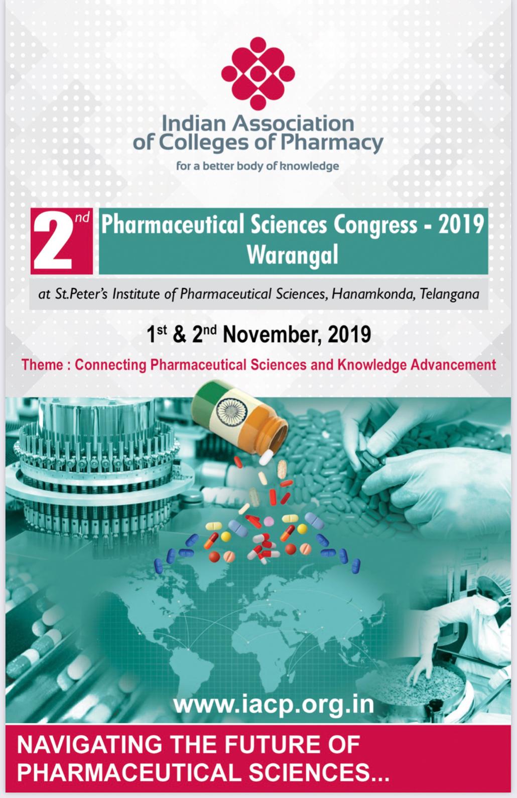 2nd Pharmaceutical Sciences Congress-2019 @ Warangal on 1st & 2nd Nov ...