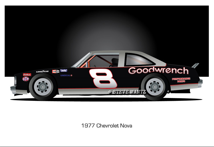 Dale Earnhardt's 1977 Chevrolet Nova NASCAR race car illustration day 2 ...