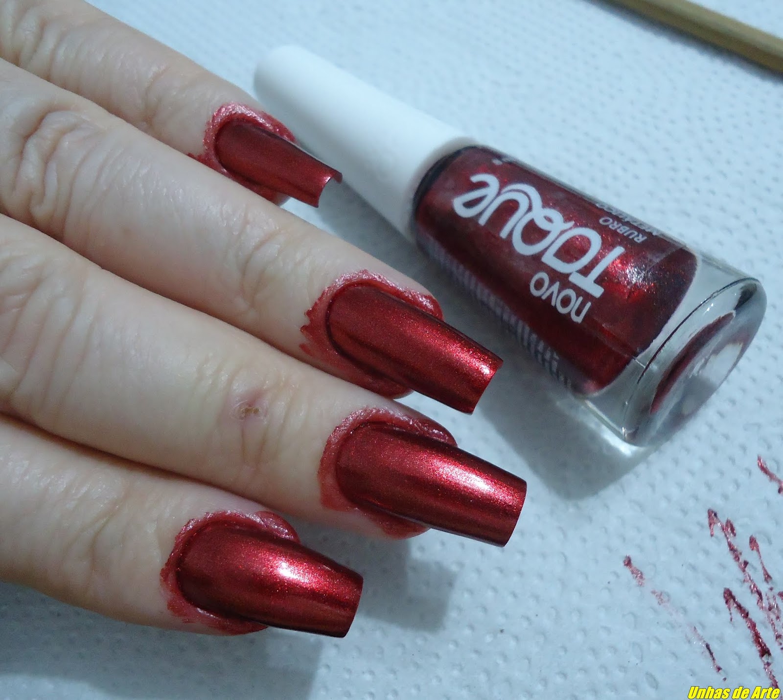Blog: Unhas de Arte ♥: Esmalte NOVO TOQUE/Cor: RUBRO(METÁLICO) + BASE ...