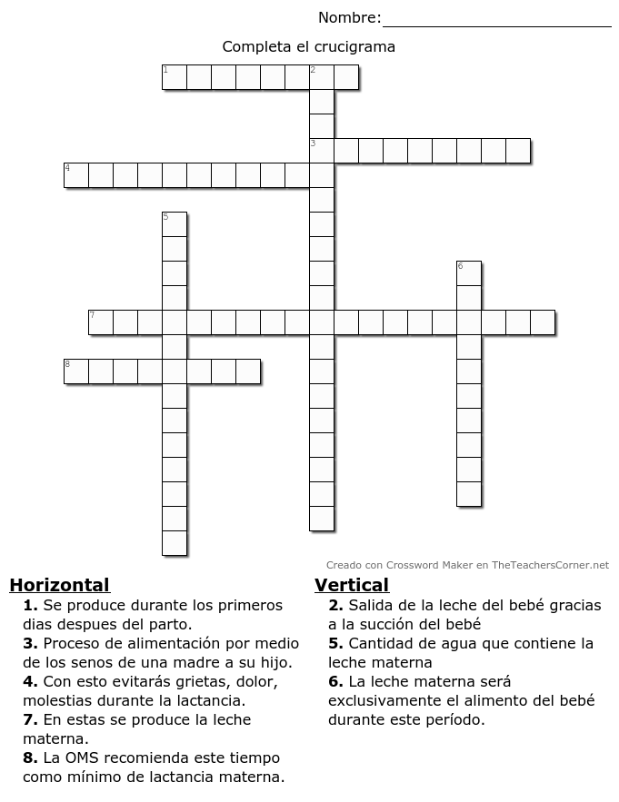 Sopa de letras y crucigrama