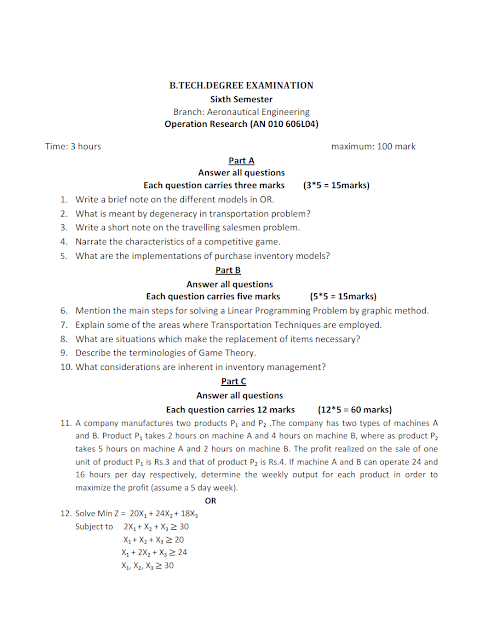 Mahatma Gandhi University B.TECH Aeronautical Engineering Sixth ...