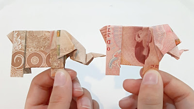 วิธีแบงค์ เป็นรูปช้าง วิธีพับช้างจากธนบัตร How to fold elephant with ...
