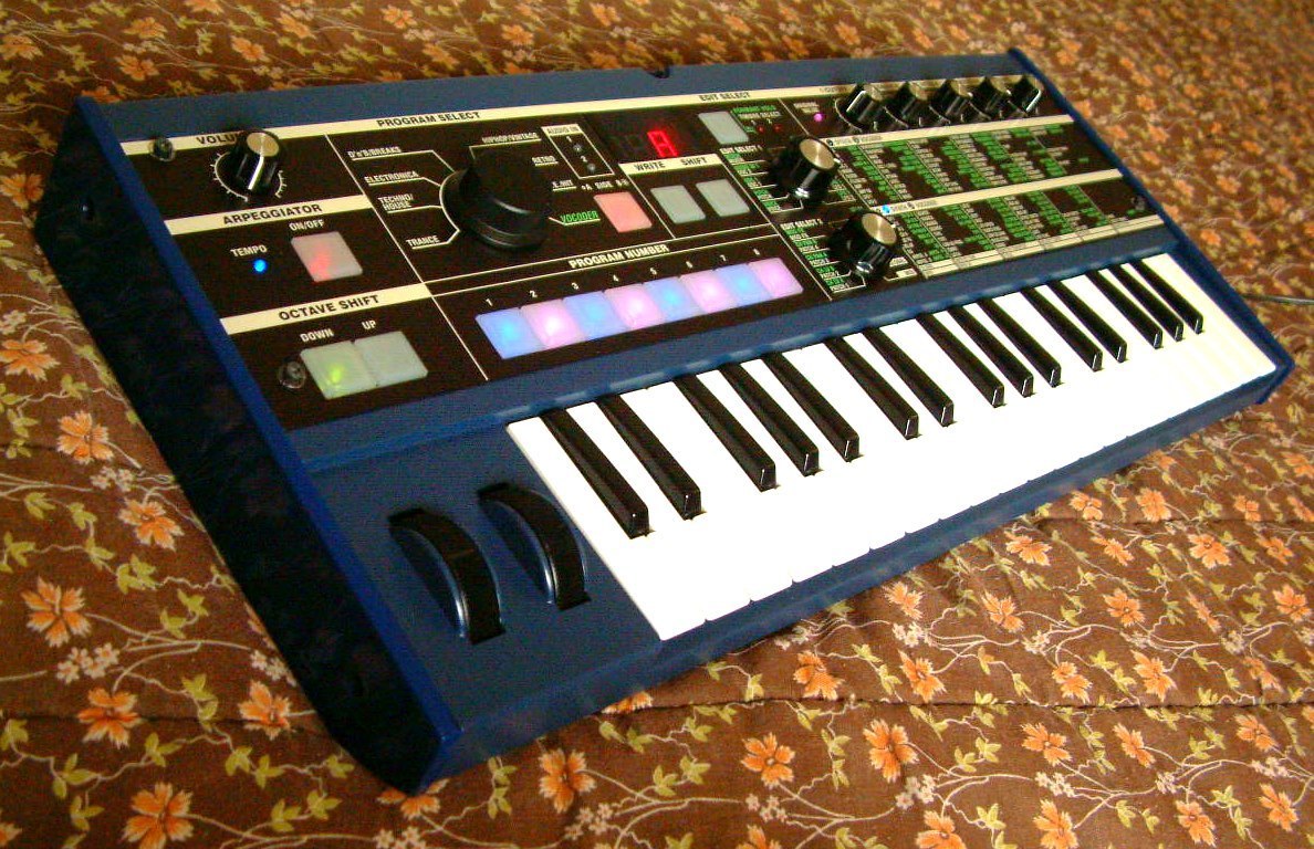 MATRIXSYNTH: microKORG Custom with Blue & Pink LEDs SN 057638