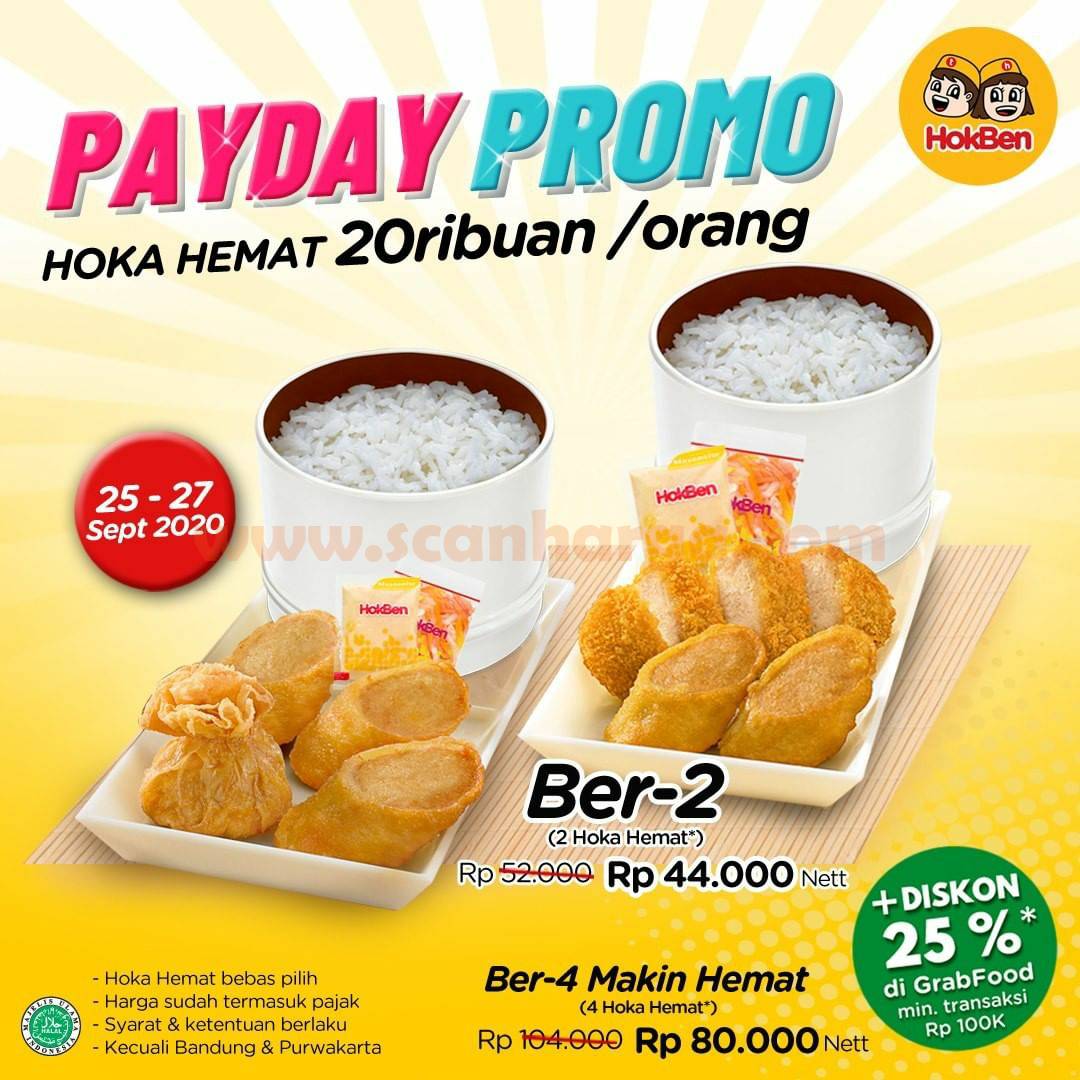 Hokben PAYDAY Promo √ Hoka Hemat 20Ribuan Per Orang Periode 25 - 27 September 2020 - scanharga