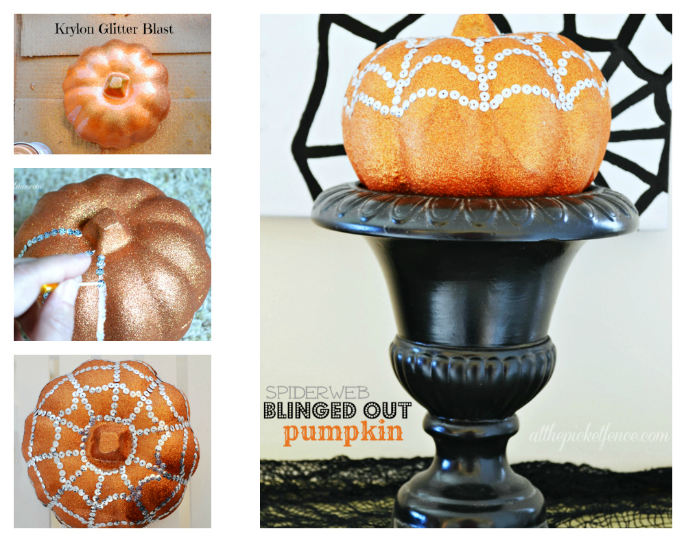 Sparkles make everything better! Spiderweb Blinged Out Pumpkin!