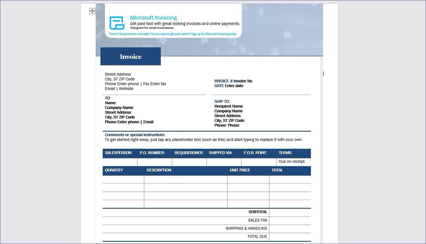Microsoft Invoice - Invoice Template