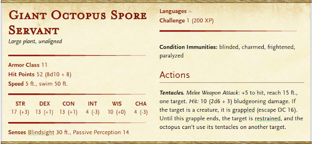 D&D MONSTERS: GIANT OCTOPUS SPORE SERVANT, STINGRAY AND WERESHARK