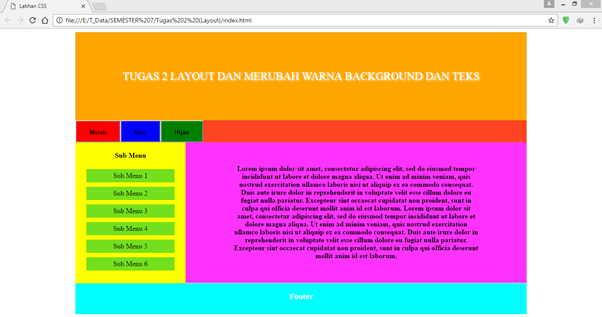 Layout, Background dan Text Warna dengan HTML dan CSS ~ Go Technology