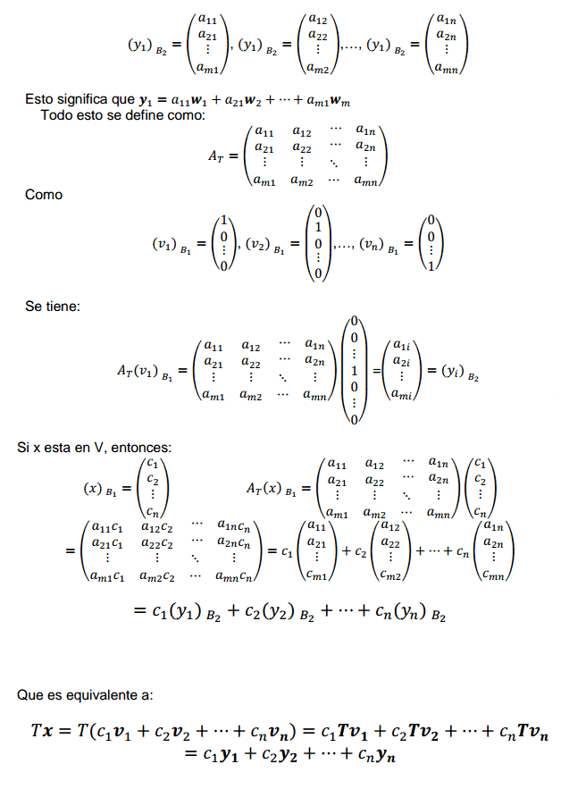 5.3 Representacion Matricial de una Transformación Lineal