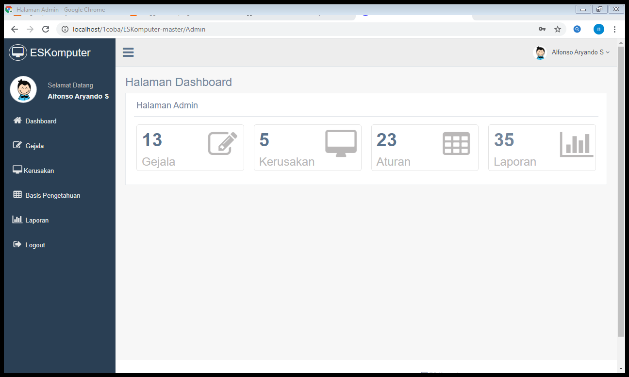 Source code tampilan awal sistem pakar menggunakan php - datalsa