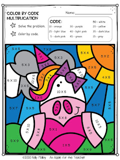 An Apple For The Teacher: Unicorn Color By Number
