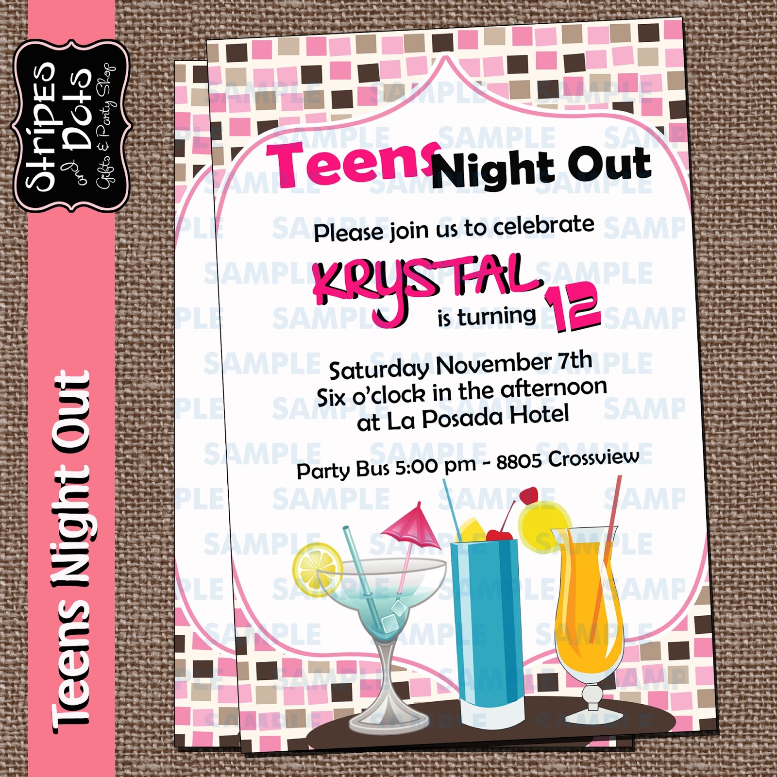 The Childrens Zone Digi Designs: Teens Night Out Invitations