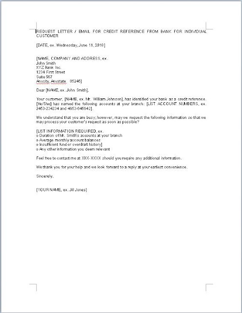 Credit Reference Form Template in Word