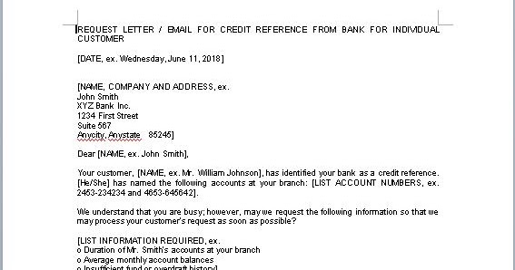 Credit Reference Form Template in Word