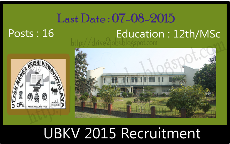 Drive2jobs: Uttar Banga Krishi Viswavidyalaya (UBKV) 2015 Recruitment ...