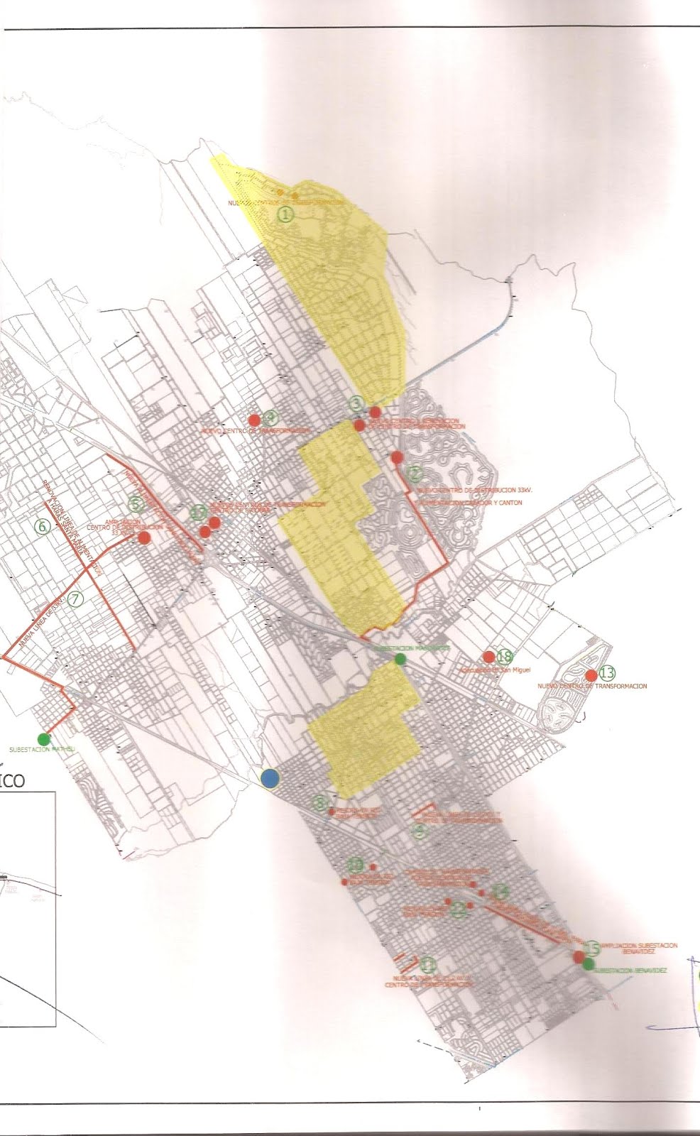 Mapa de los diferentes puntos en el distrito donde se realizaran las obras