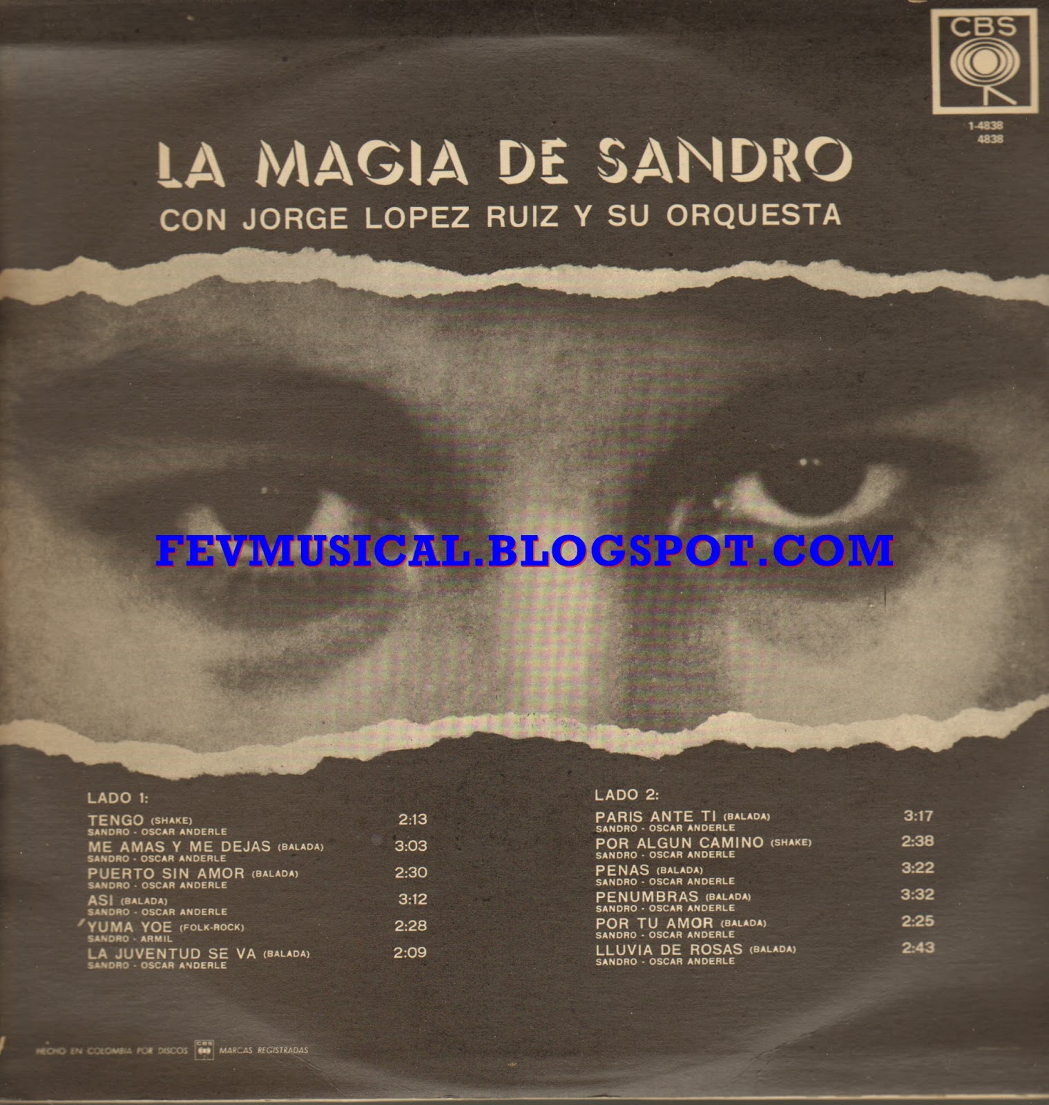 FEV MUSICAL: 1960's - Sandro - La Magia De Sandro (CBS)
