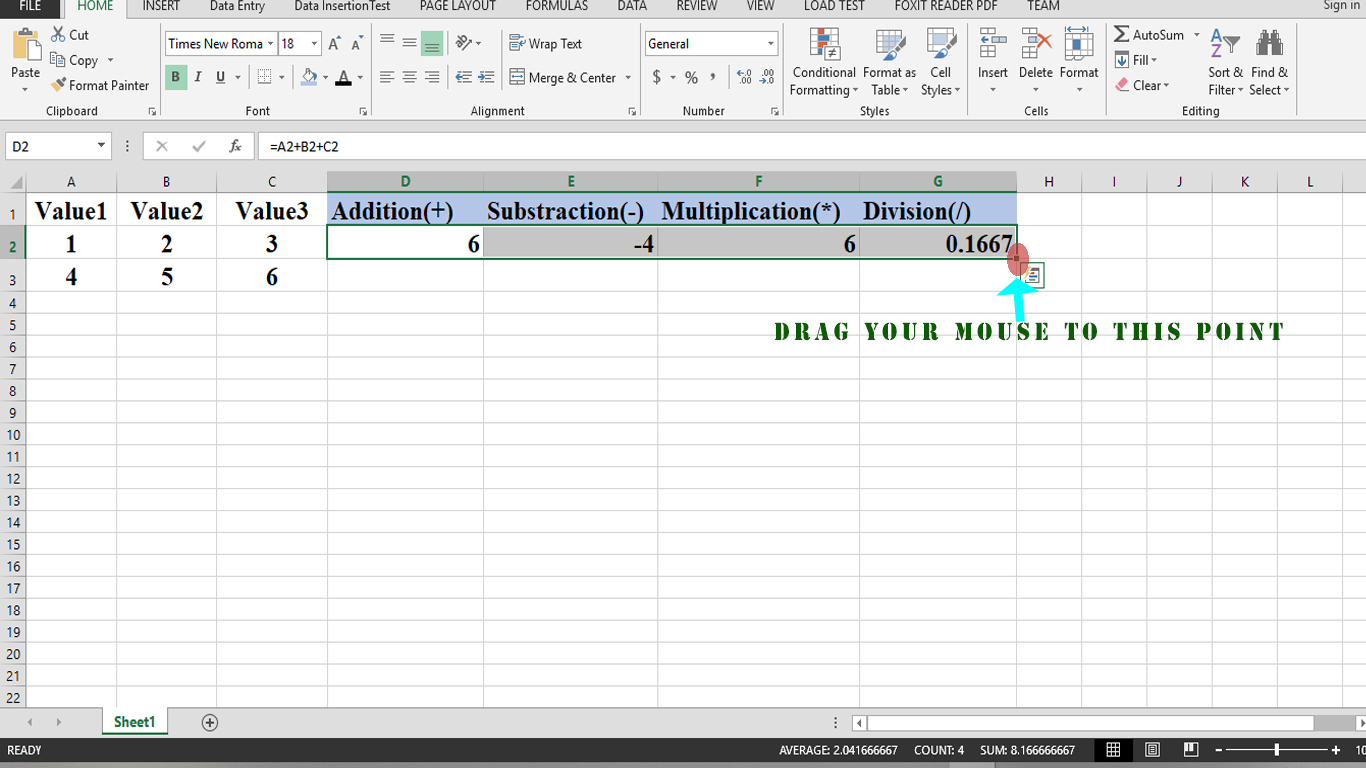 How to perform Basic Arithmetic Calculation in MS-Excel - Data analysis