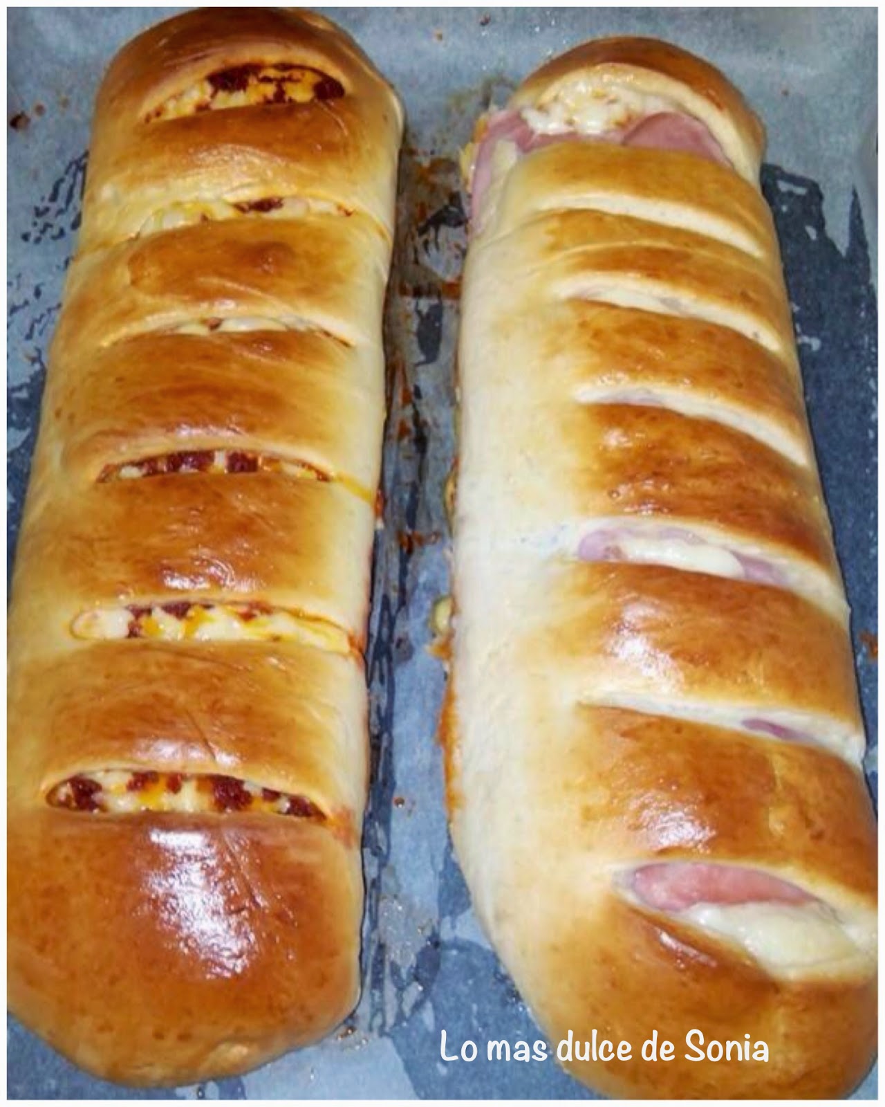 Pan relleno de Jamon york y queso