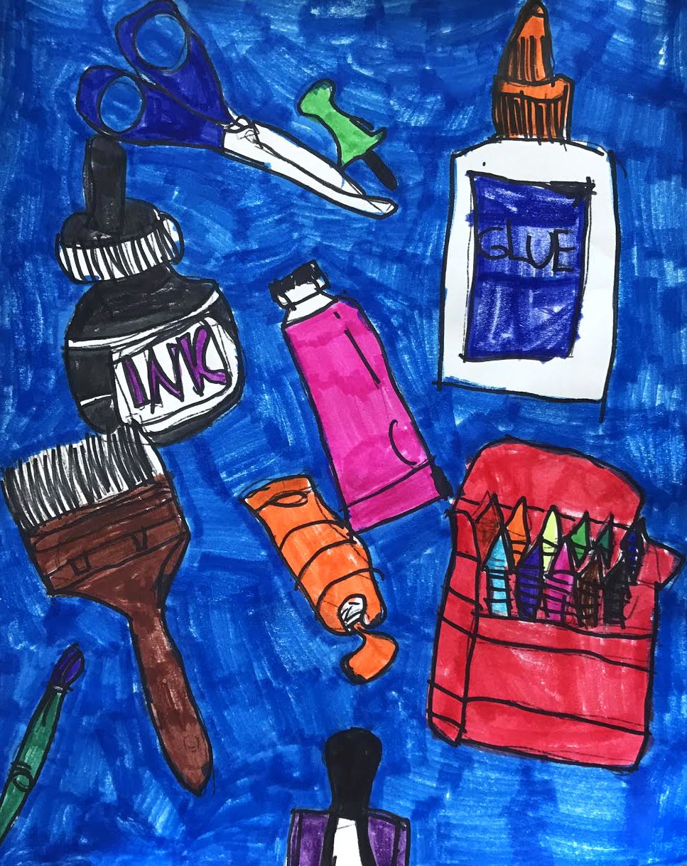ART SUPPLIES STILL LIFE DRAWINGS