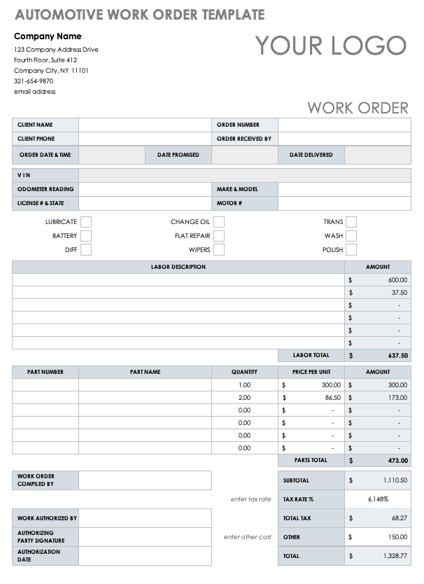Job Ticket Template Excel - Invoice Template
