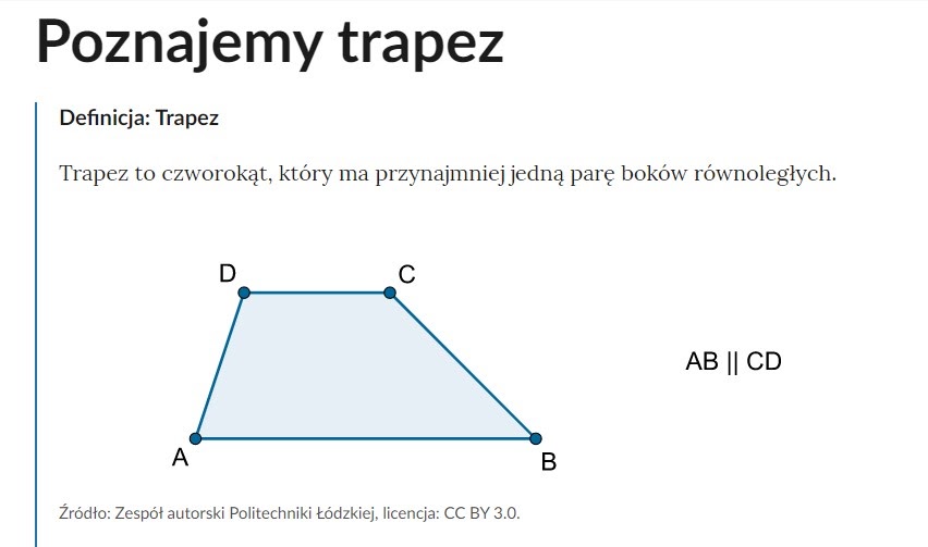 Matematyka uczy: Trapezy - budowa, rodzaje oraz własności kl.5