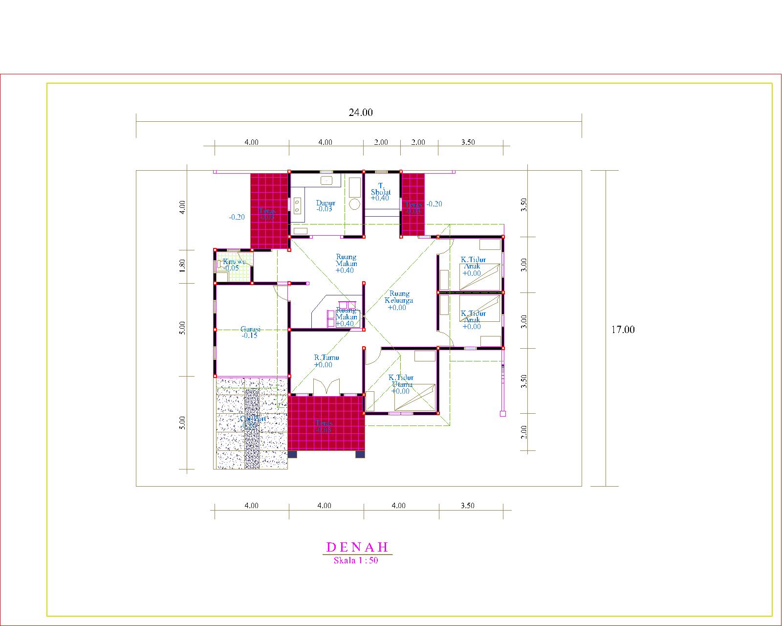 NEW CONTOH DENAH RUMAH MENGGUNAKAN AUTOCAD - Denah