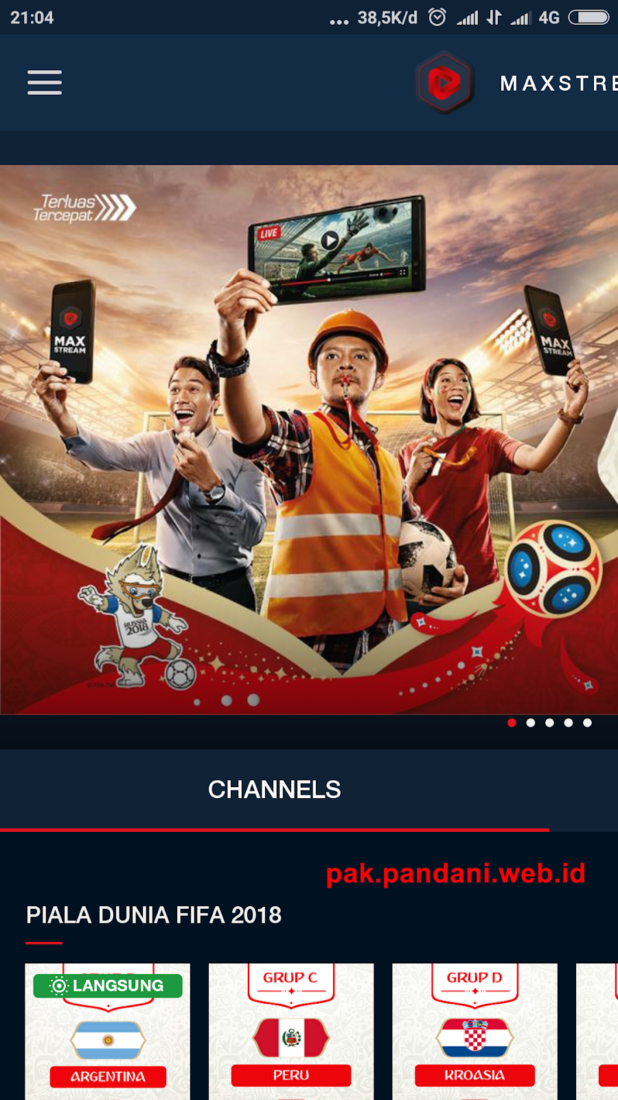 Cara Nonton Piala Dunia 2018 di Aplikasi MAXstream Telkomsel