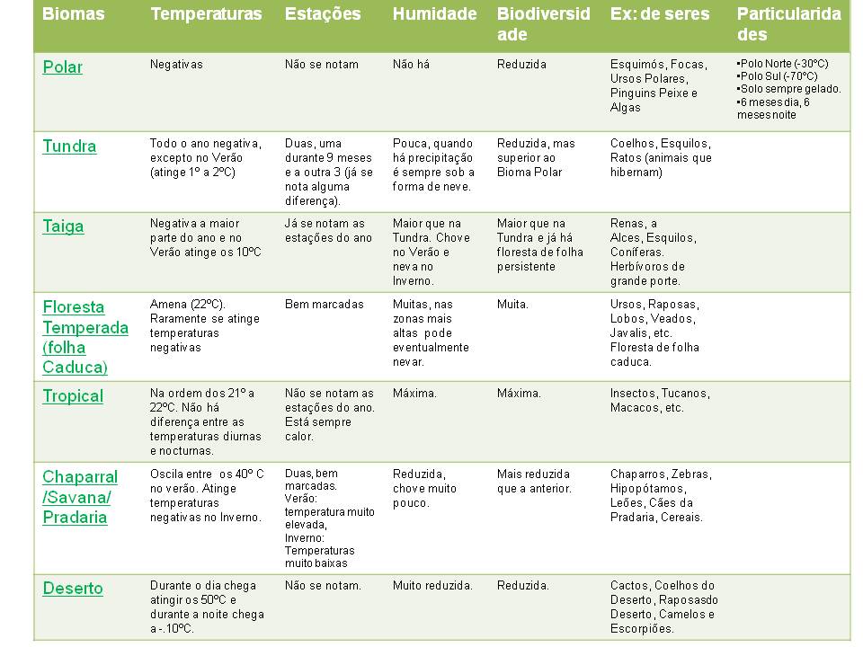 Biomas: Tipos de Biomas