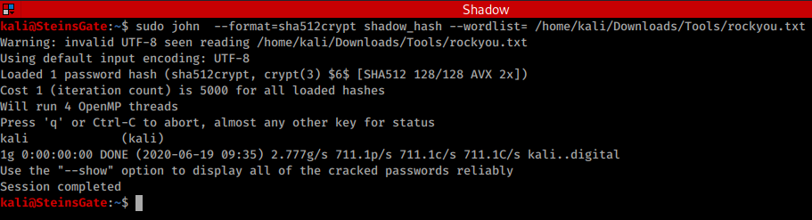 How to Brute force Shadow file hashes using John and Hashcat