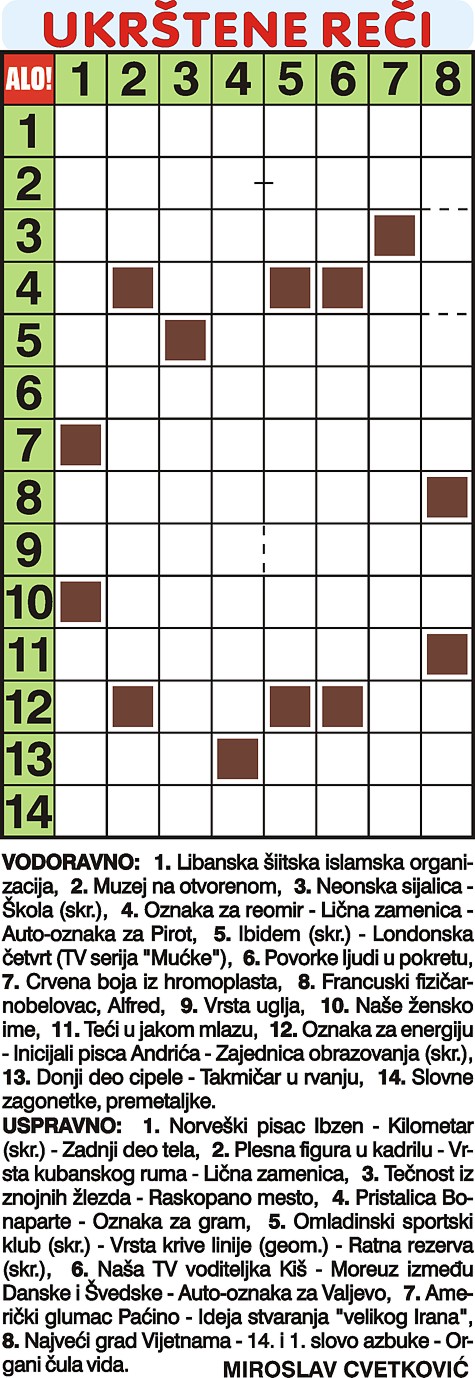 МИРОСЛАВЉЕВА ЕНИГМАТИКА: UKRŠTENE REČI