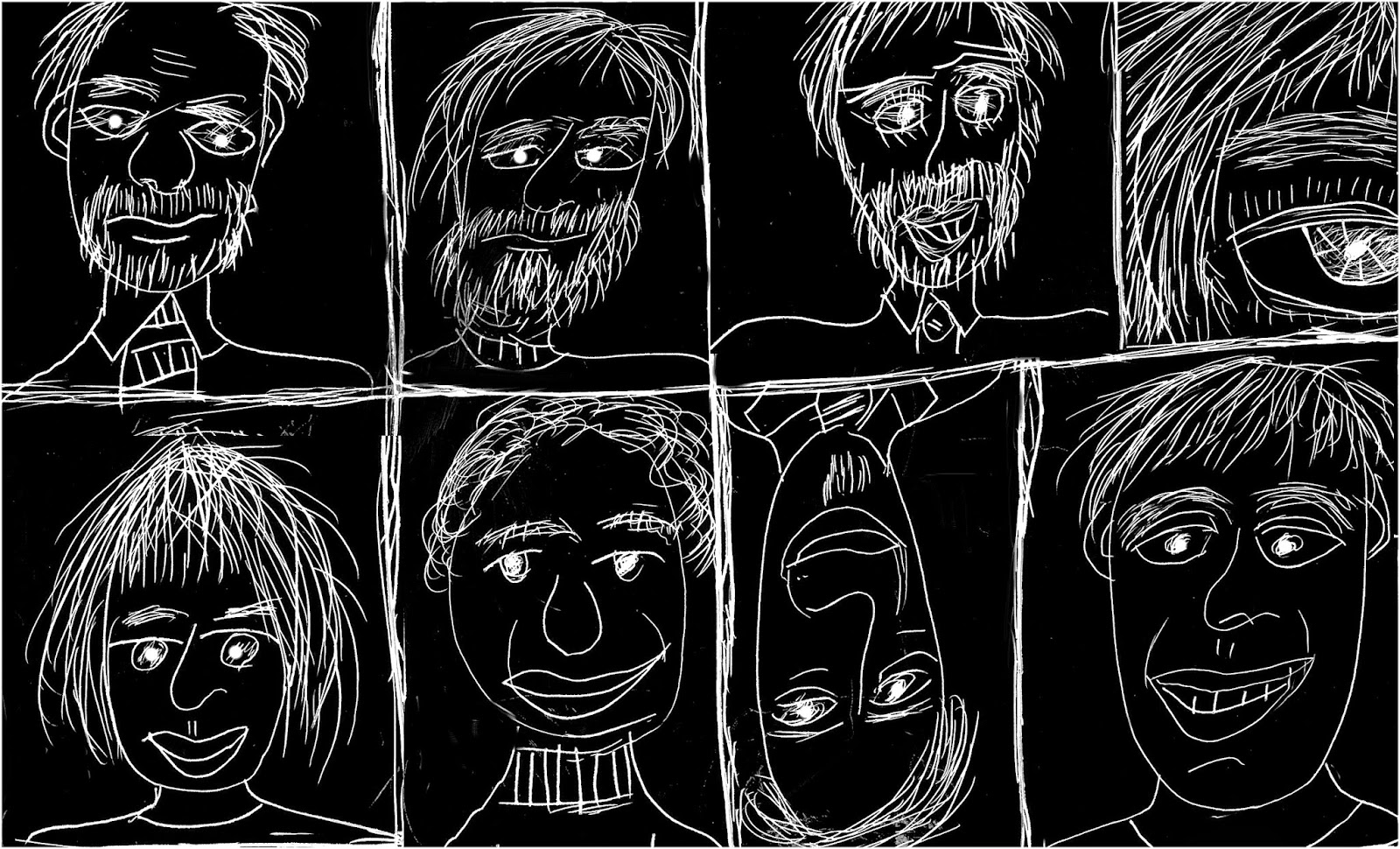 All This Is That: Faces No. 835 - Scratchboard drawing