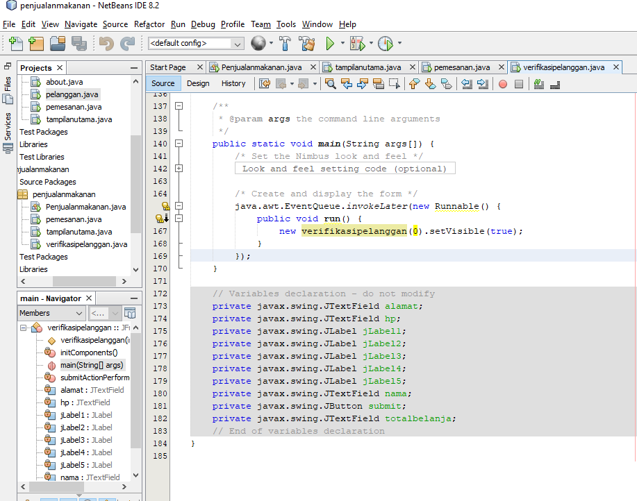 Source Code Aplikasi Penjualan Makanan Menggunakan NetBeans - HidGanz
