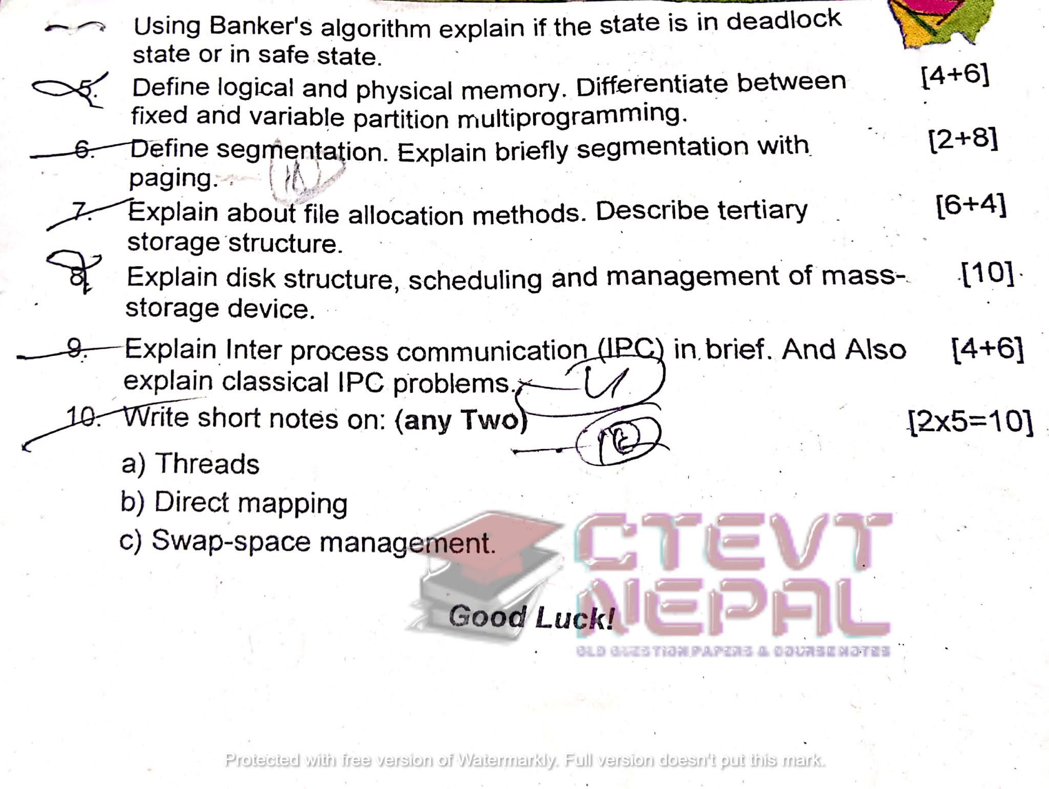 Applied Operating System 5th Semester Questions Papers Ctevt Diploma In Computer Engineering It