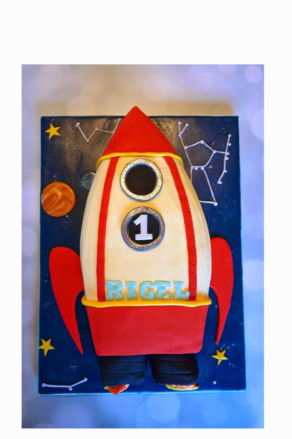 Custom Cakes by Lori: Retro Rocket cake for a 1 yr. old