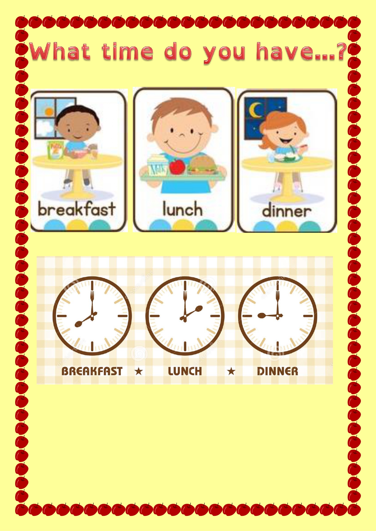 Si quieres, ¡ puedes! : MEAL TIME!!☕🍩🍳🍲🍪🍕🍒🍊🍰🍗🍔🍆🍌