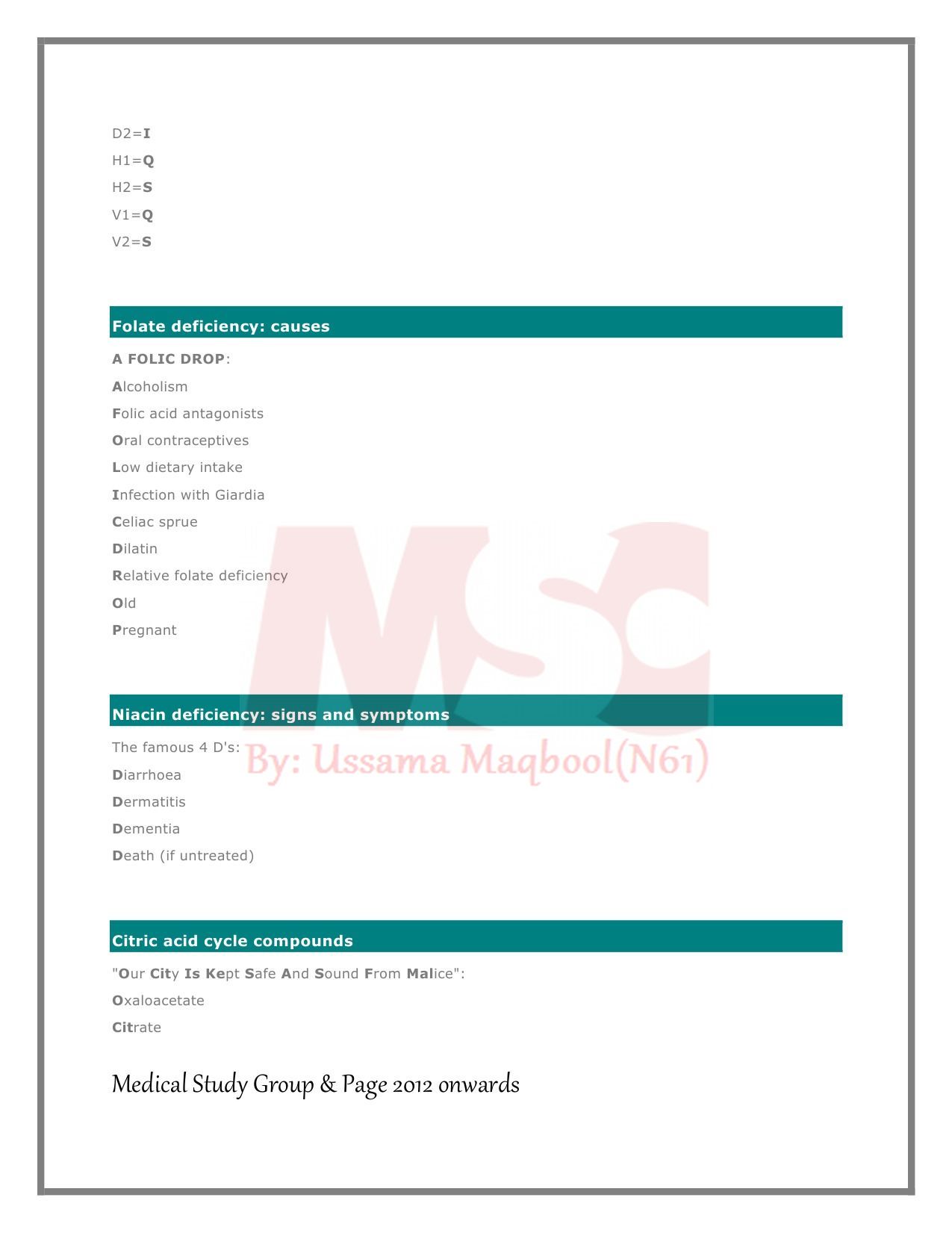 BIOCHEMISTRY MNEMONICS: