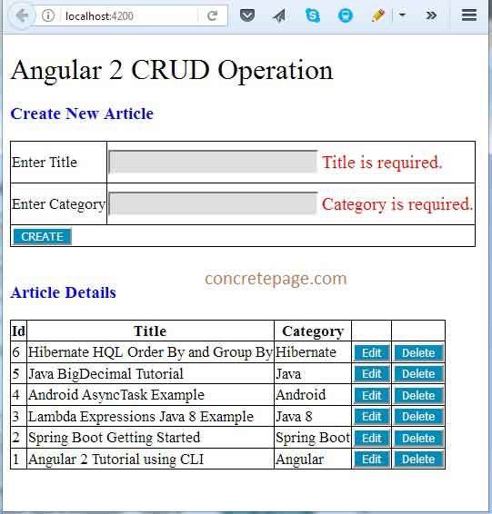 Spring Boot REST + Angular 2 + JPA + Hibernate + MySQL CRUD Example ... Spring Boot REST + Angular 2 + JPA + Hibernate + MySQL CRUD Example ...