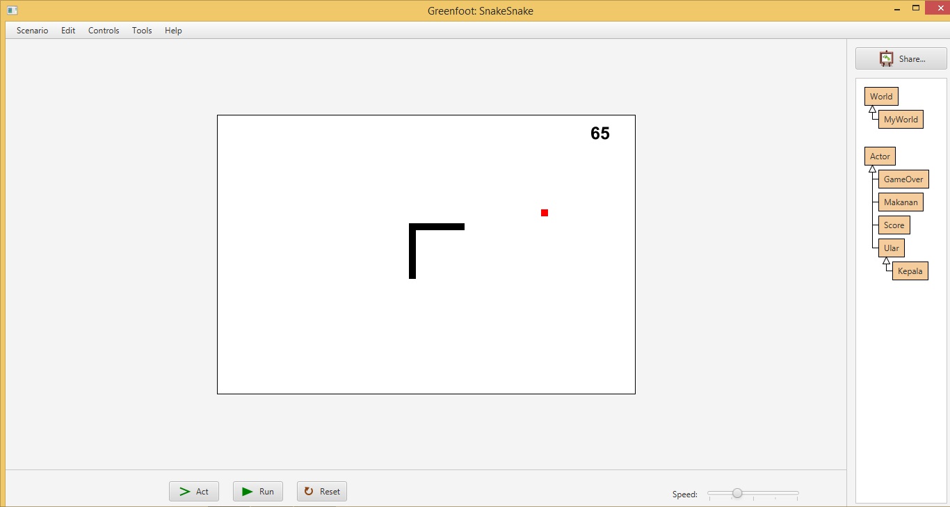 Kode Greenfoot Game Snake Sederhana