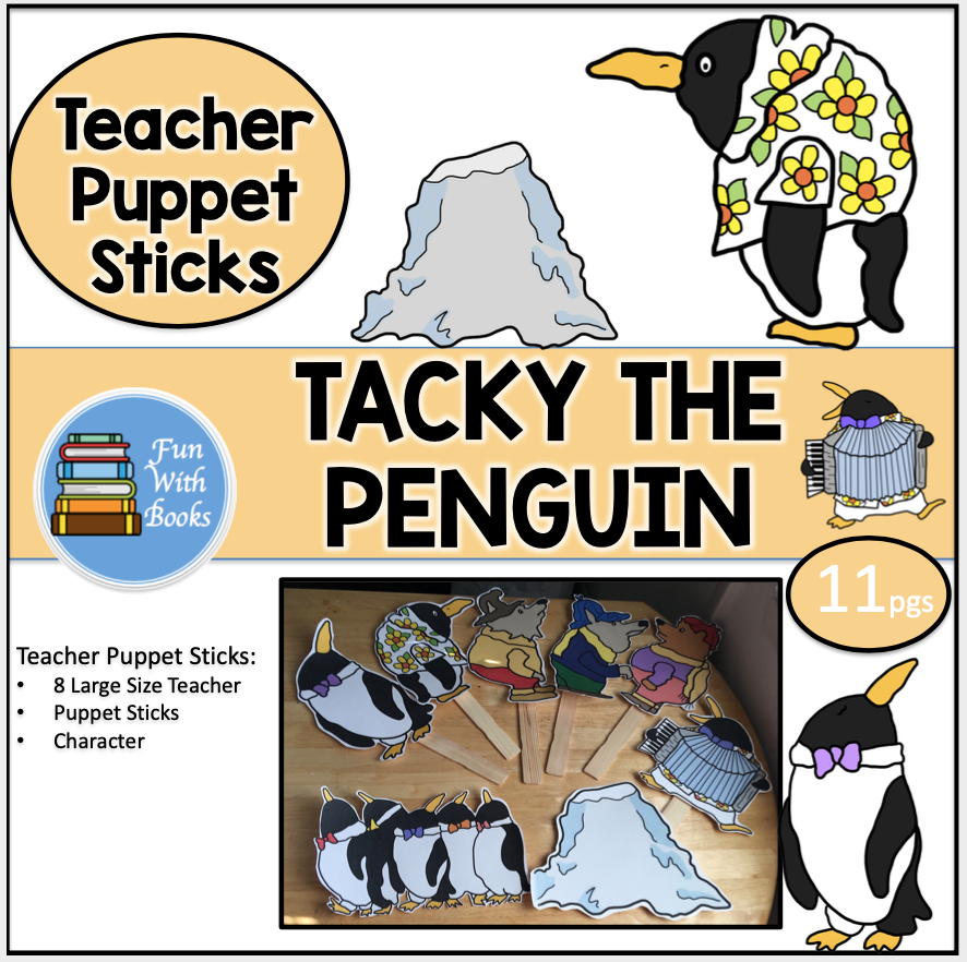 TACKY THE PENGUIN TEACHER PUPPET STICKS ~ Book Units by Lynn