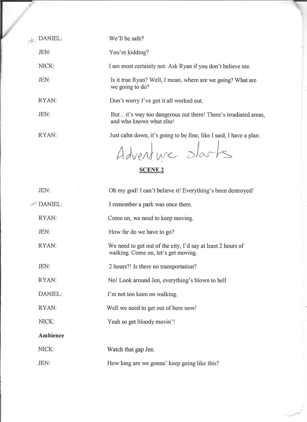 A2 Media Radio Drama: Production Log: Annotated Script - First Draft