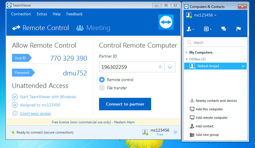 Team Viewer Guidelines for CS619 students - Virtual Ning