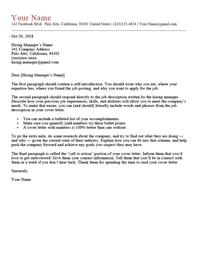 Quick Easy Cover Letter Template ~ Resume Letter