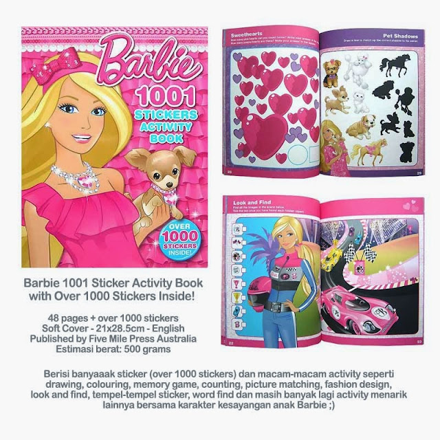 Planet Bayi: Barbie 1001 Sticker Activity Book with Over 1000 Stickers ...